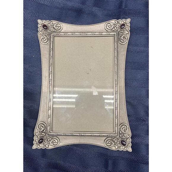 Accents | Vintage Silver Jeweled Brocade Plated Picture Frame With 4 ...